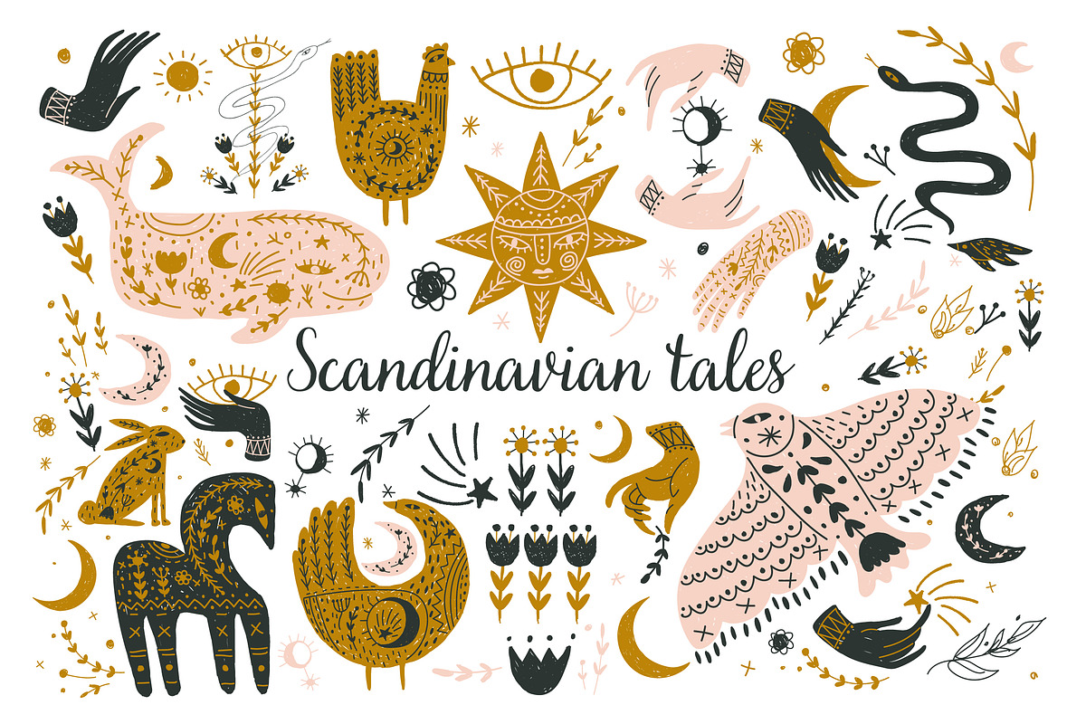 Scandinavian Nordic Folk Art, an Animal Illustration by Chikovnaya