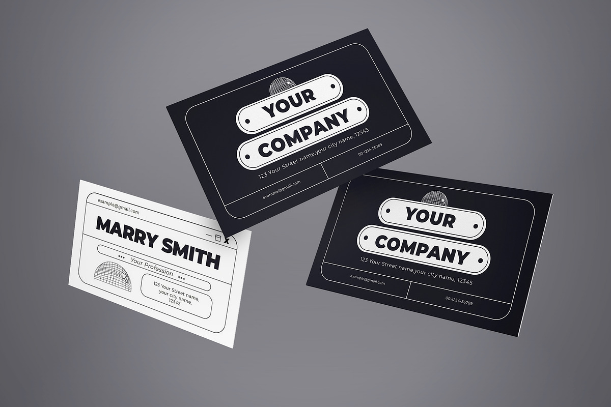 Monochrome Business Cards, a Business Card Template by graphicook