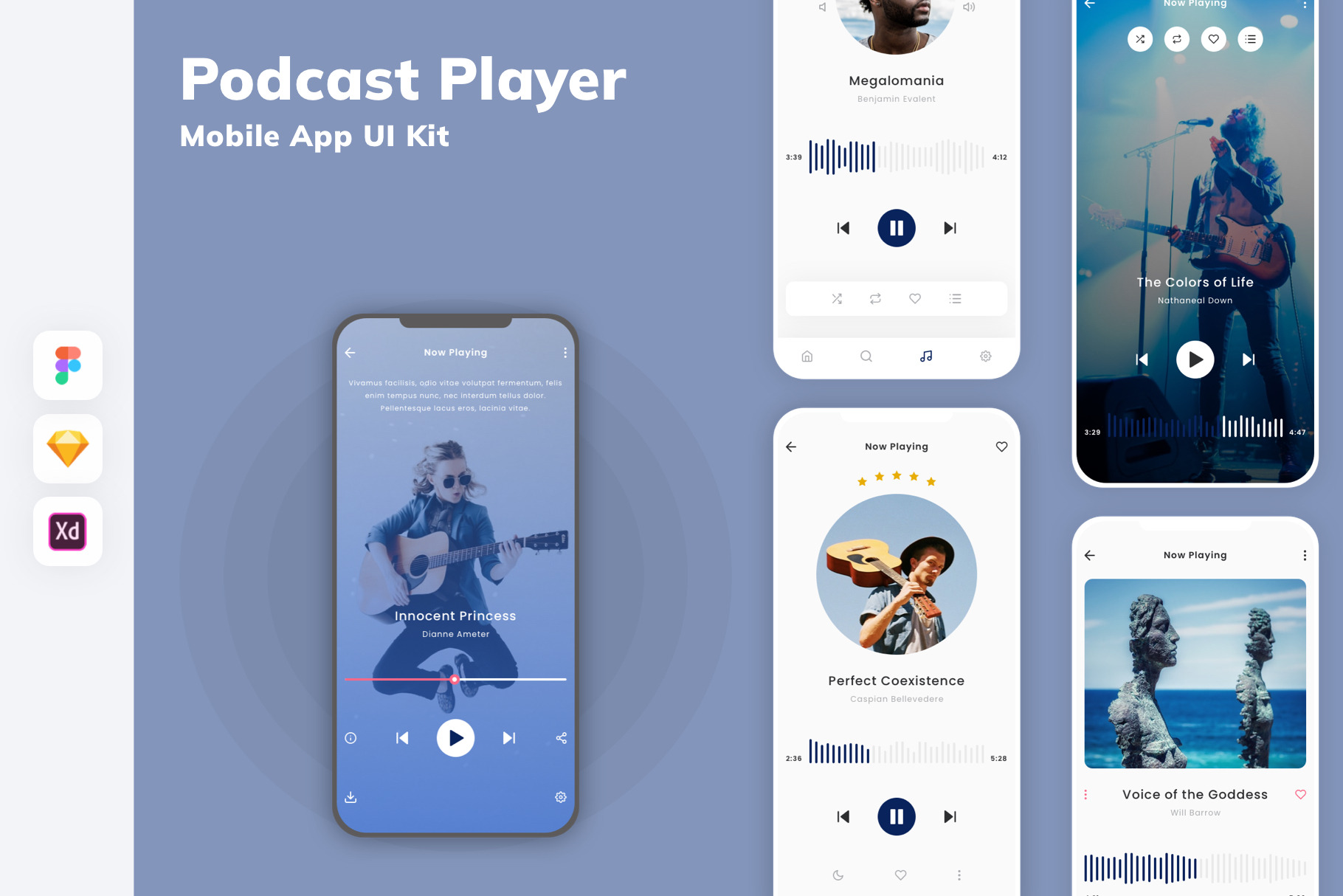 Podcast Player Mobile App UI Kit, an UI Kit Template by uicube