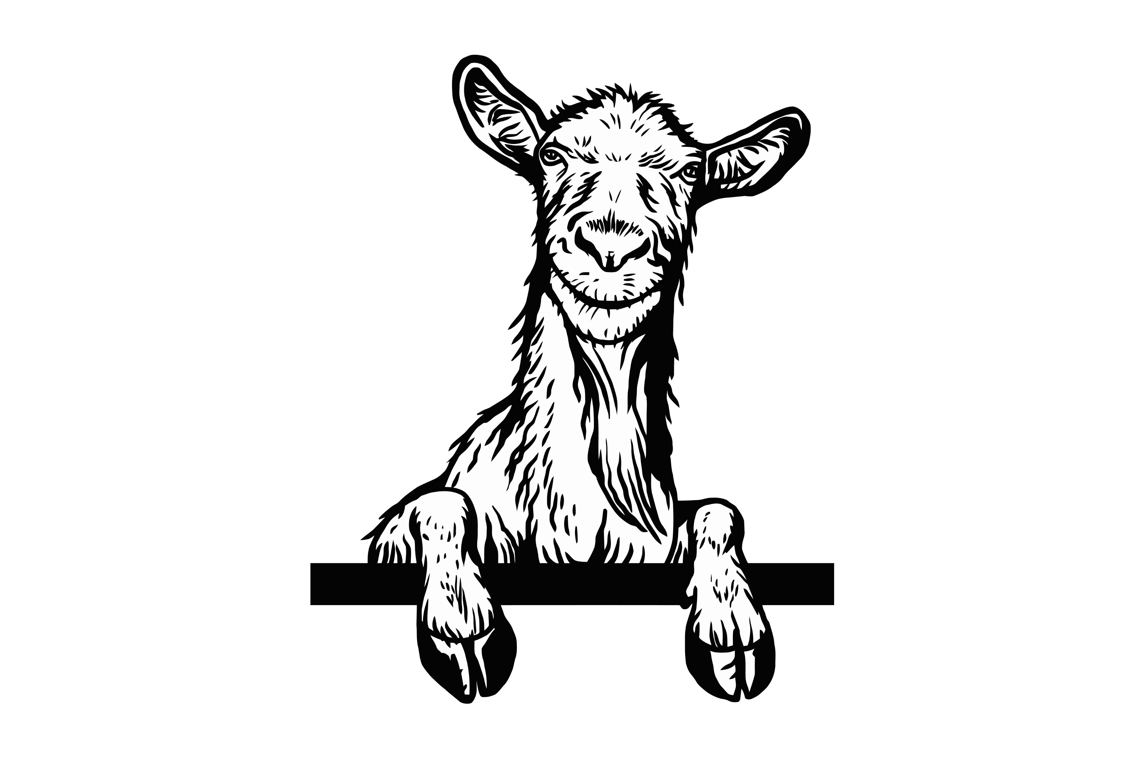 Cheeky Goat peeking out - face head, an Animal Illustration by Digital ...