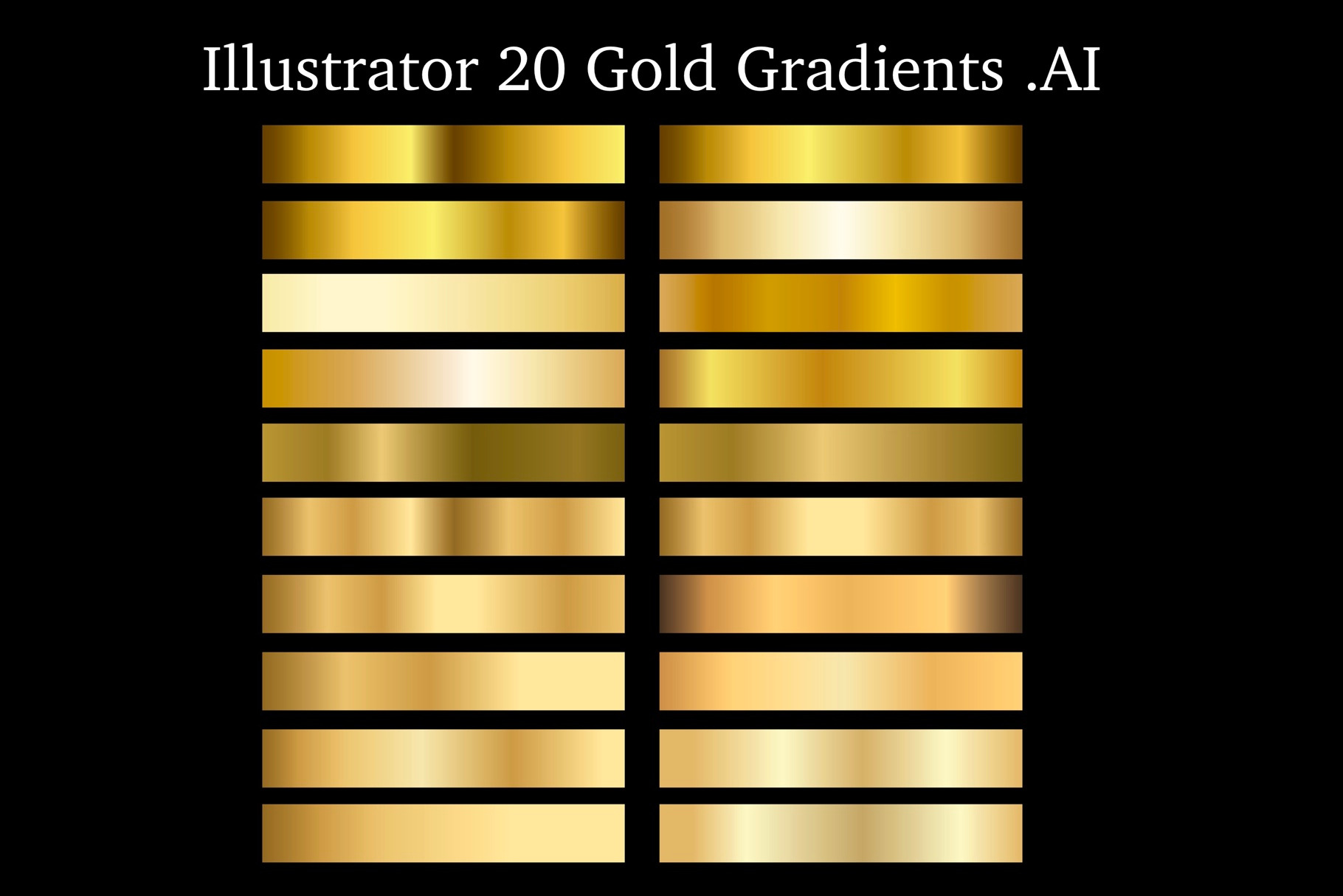 Illustrator gold gradients, a Gradient Add-On by Pencil Artsy