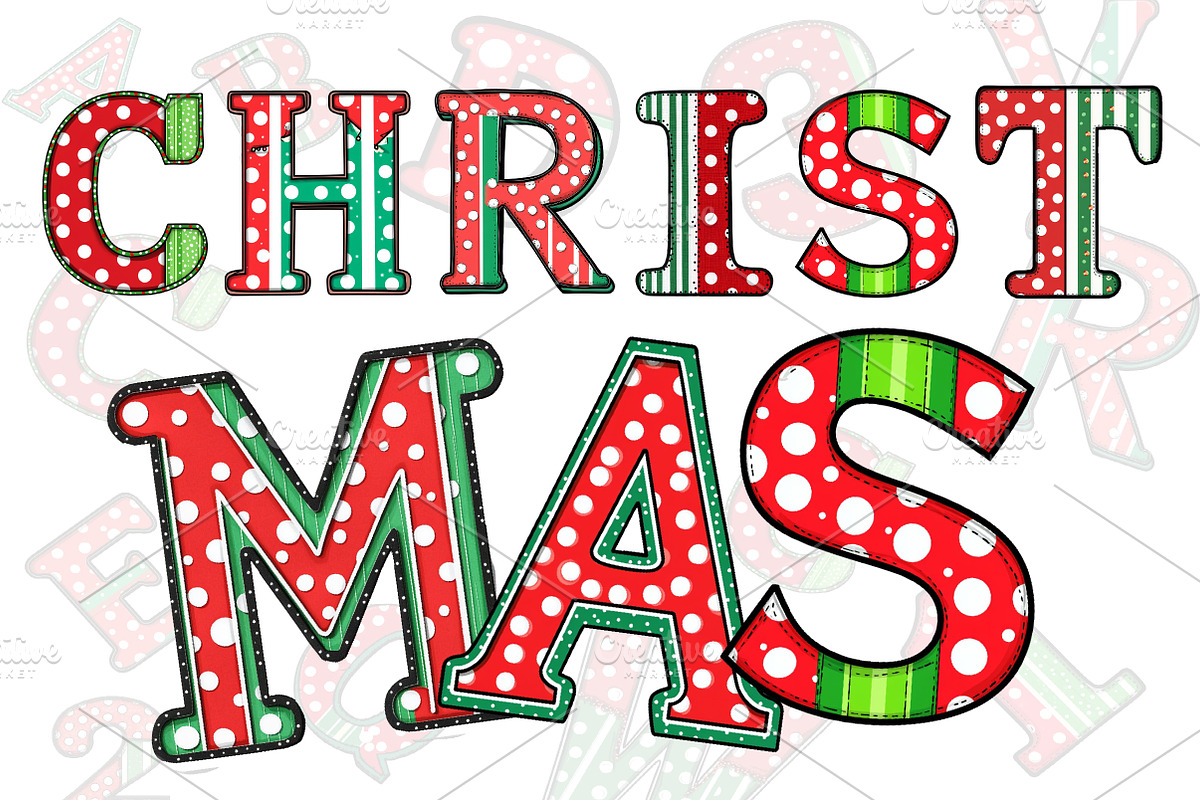 Christmas Alphabet Sublimation Png, an Illustration by RobertsArt