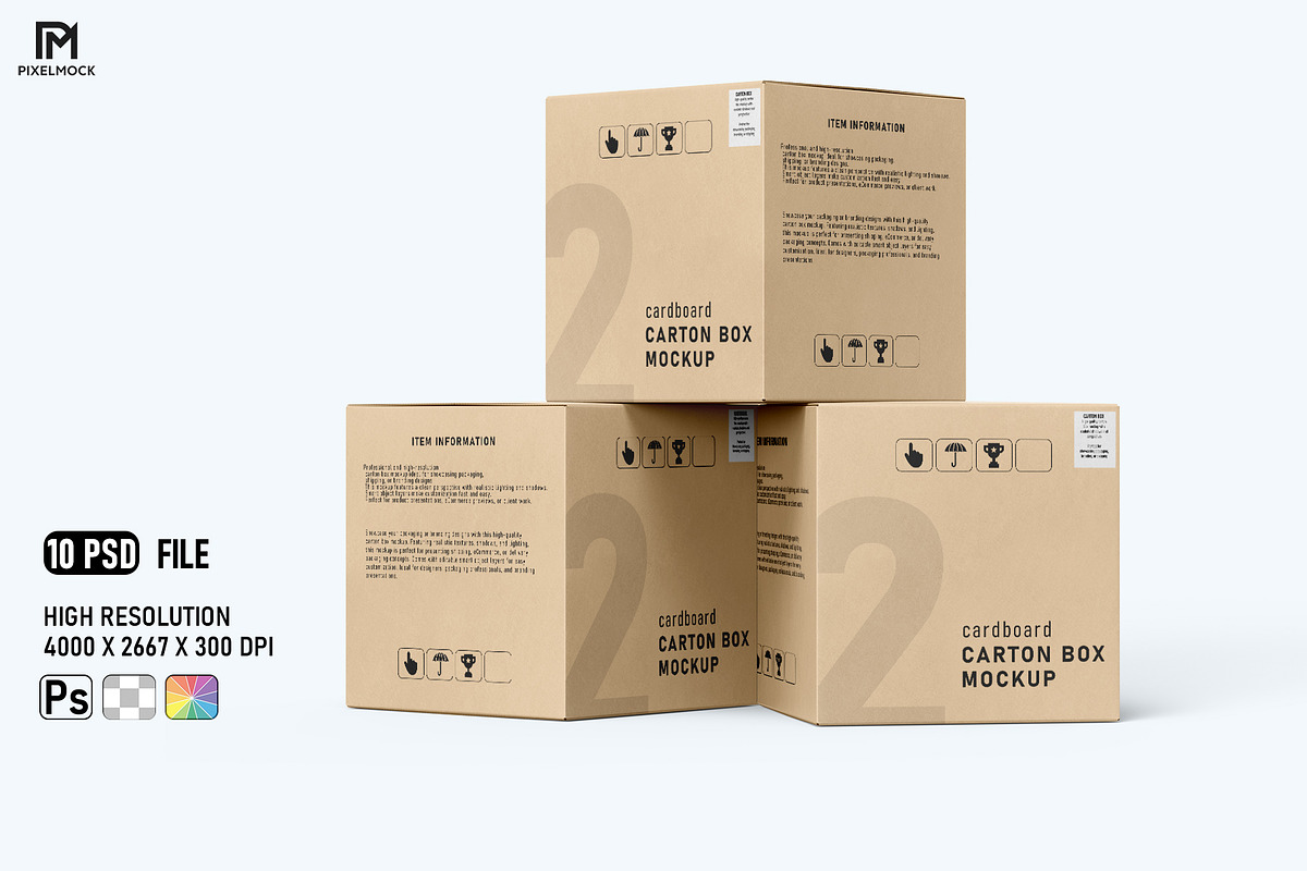 Square Carton Box Mockup, a Packaging Mockup by pixelmock