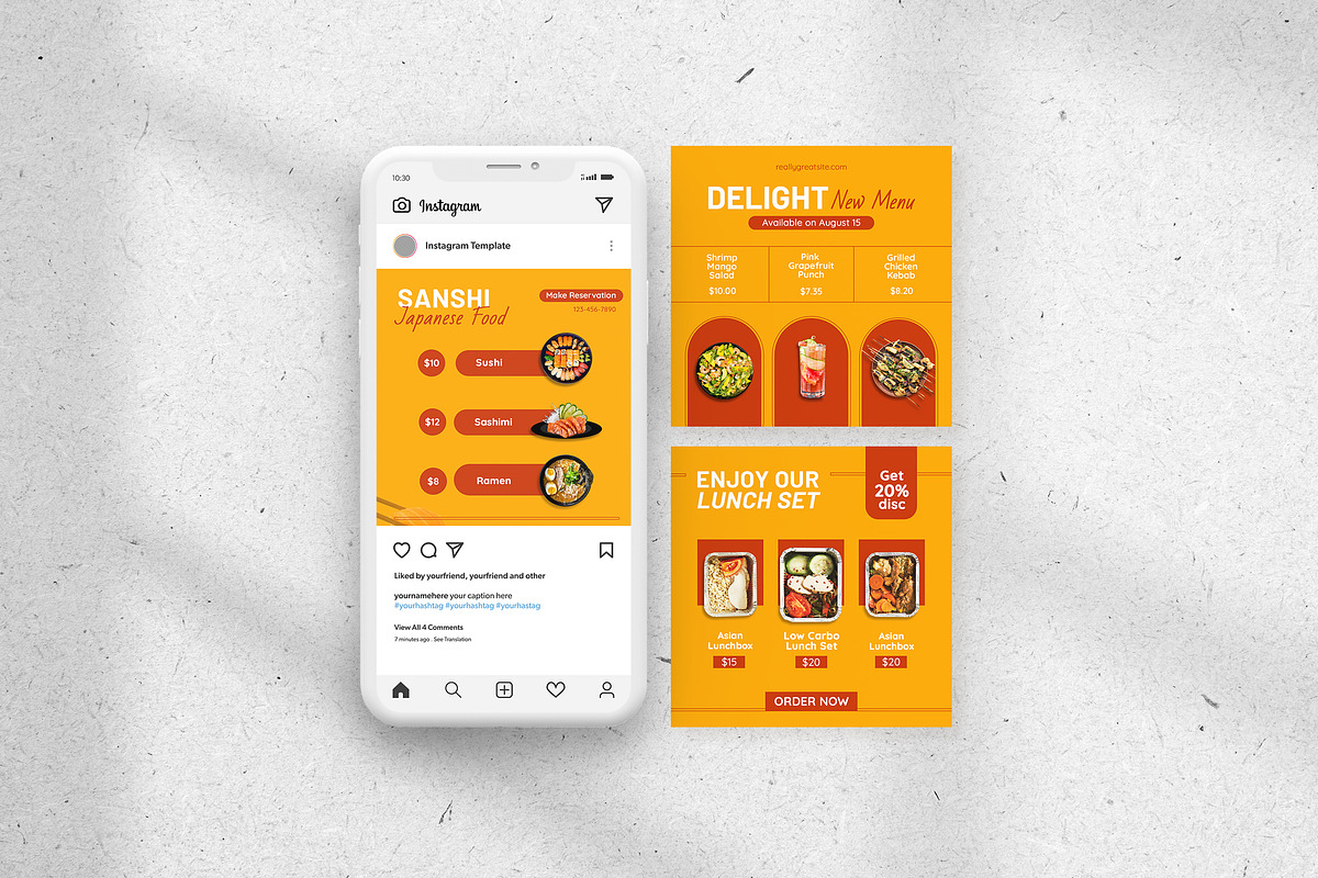 Simple Food Menu Instagram Template, a Social Media Template by peterdraw