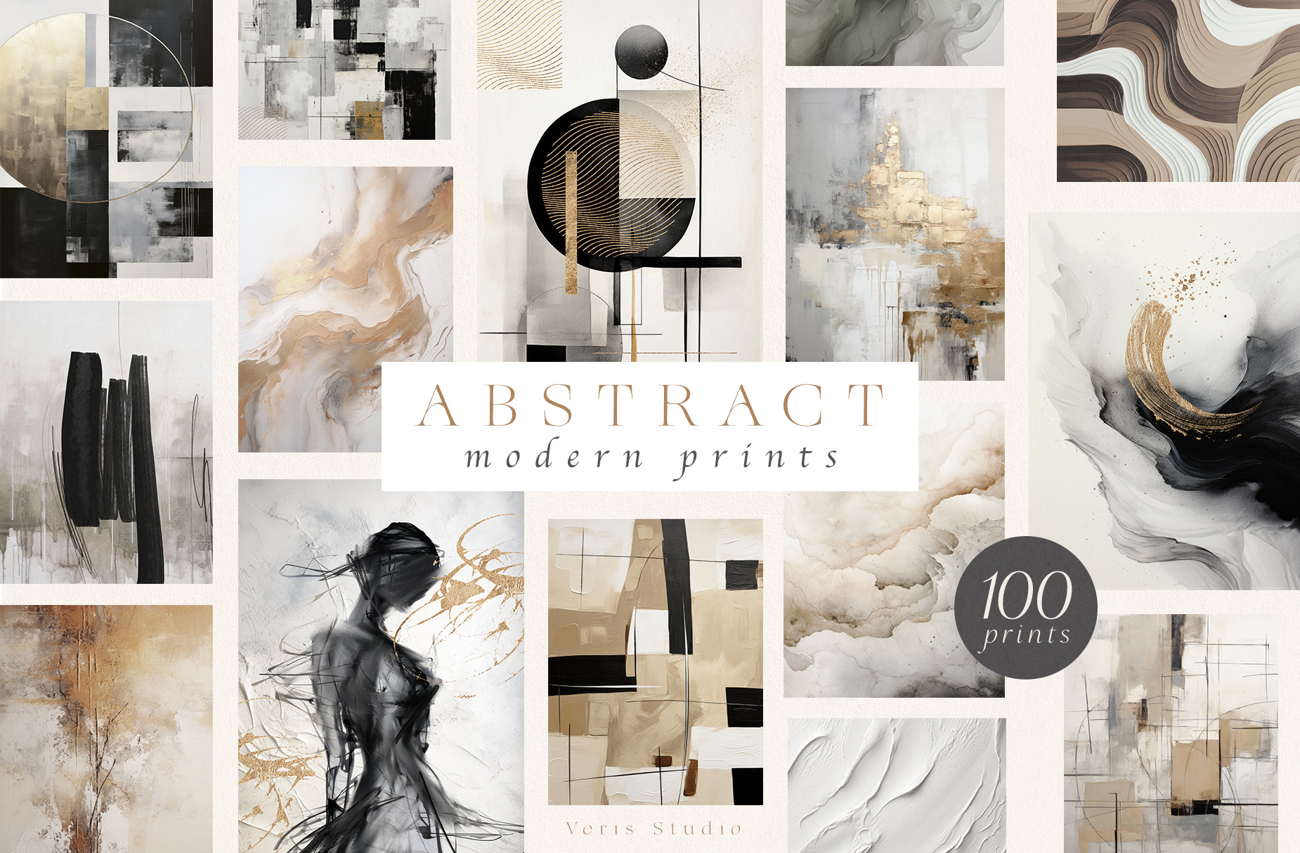 Abstract Modern Prints Wall Art Set, a Background Graphic by Veris Studio