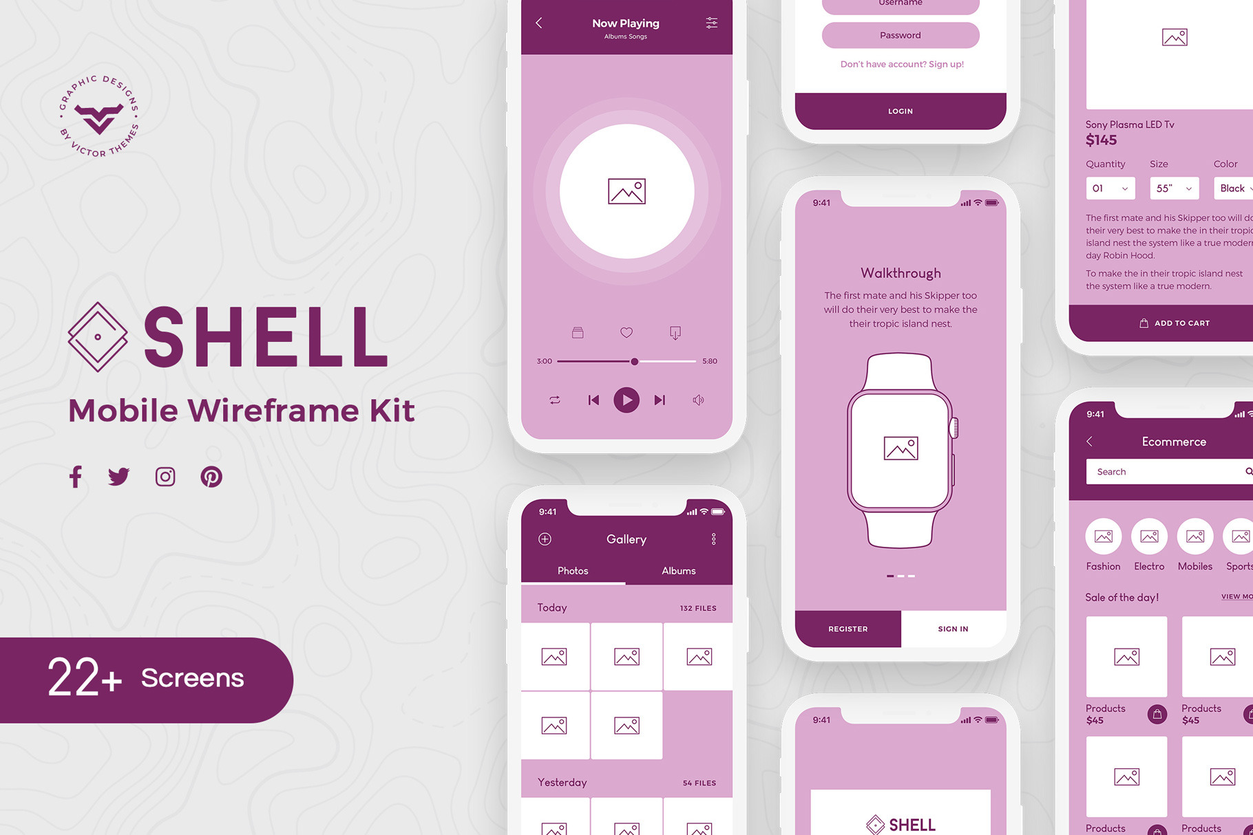 Shell Mobile Wireframe Kit, a Graphic by VictorThemes | Creative Market