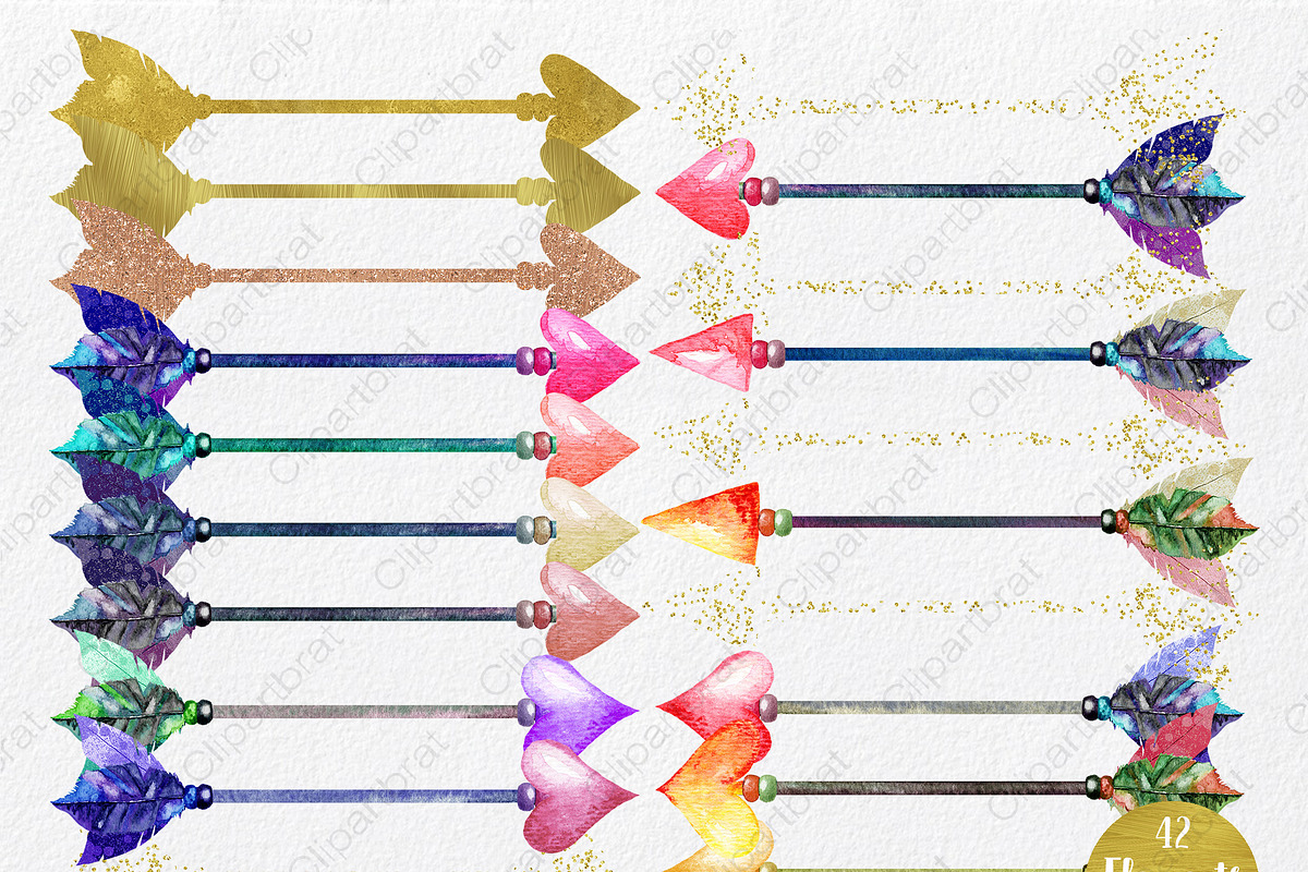 Watercolor Tribal Arrow Graphic Set, an Illustration by ClipartBrat ...