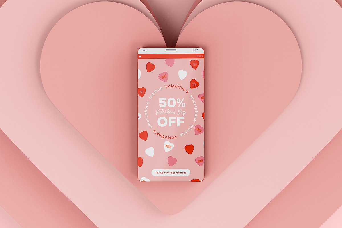 3d Valentine's Day Smartphone Mockup, a Device Mockup by The Rose ...
