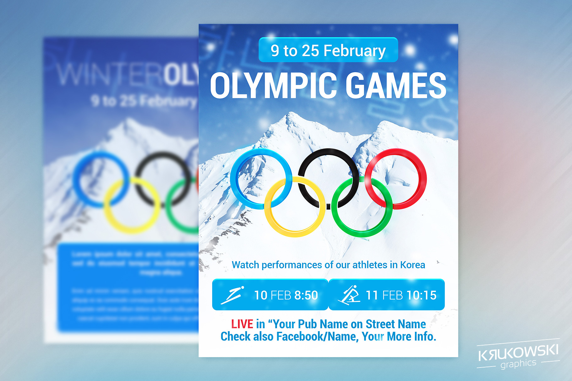 Winter Olympic Games PUB Flyer, a Flyer Template by Krukowski Graphics