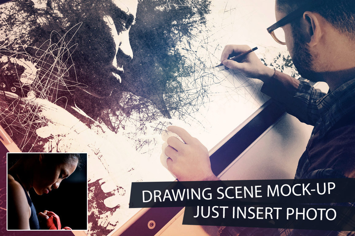 Drawing Scene Mock-Up, a Product Mockup by the little wonder shop