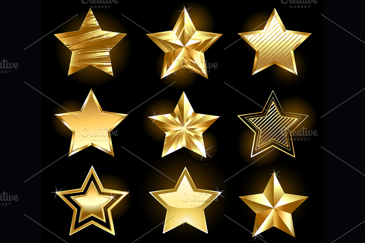 Set of Gold Stars, a Decorative Illustration by blackmoon9