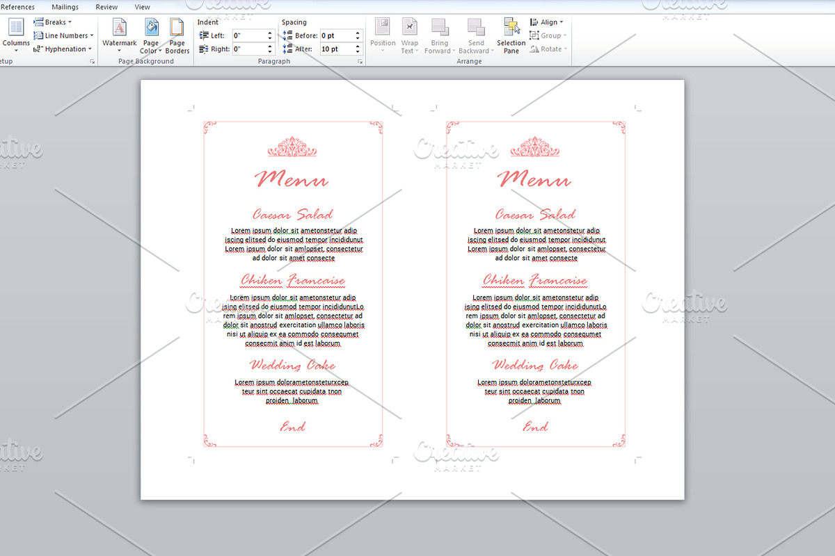 Wedding Menu Card Template, a Stationery Template by retrographix