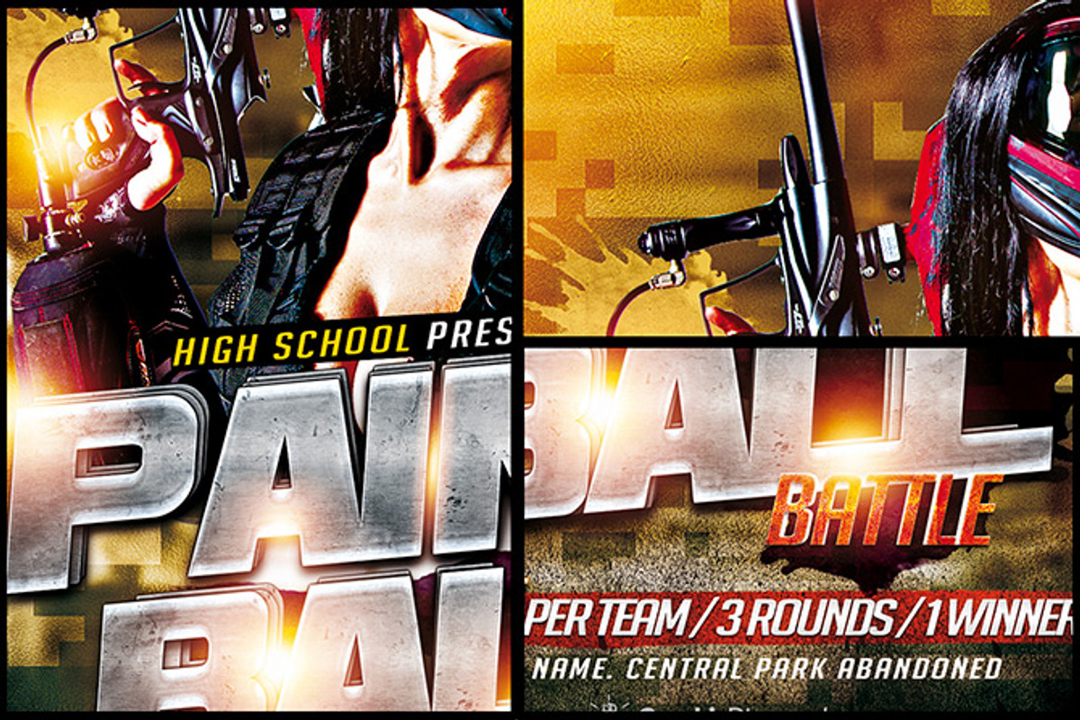 Paintball Battle PSD Flyer, a Flyer Template by GraphicDiamonds