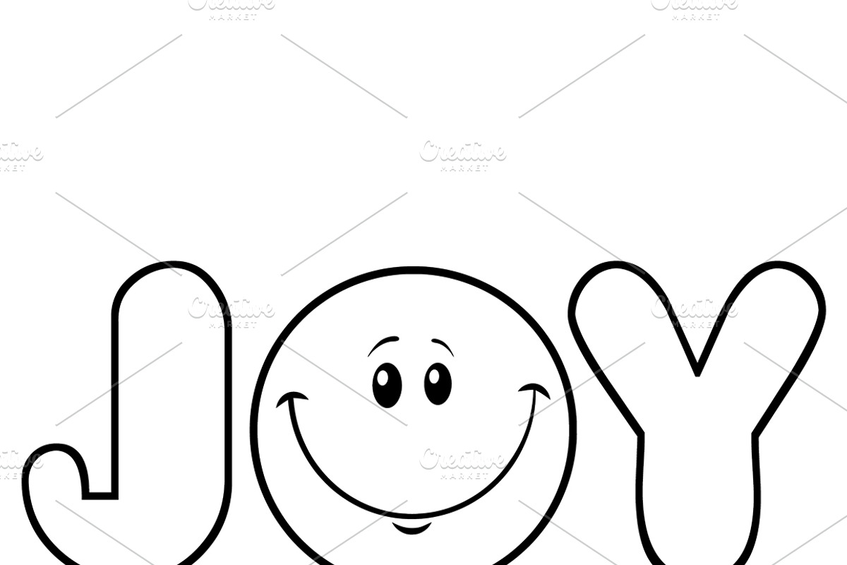 Black And White Joy With Smiley Face, an Illustration by HitToon