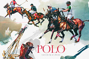 Polo Game Watercolour Clipart PNG, an Illustration by whiteheartdesign