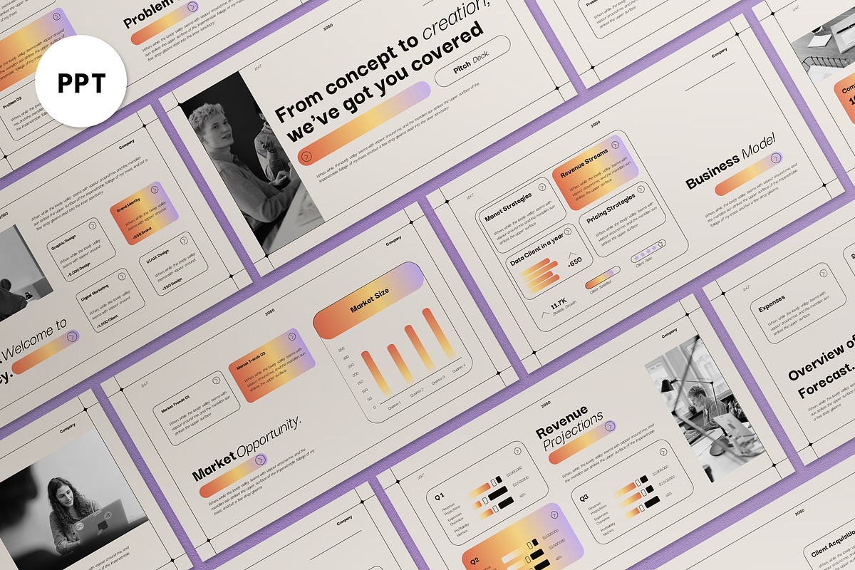 Cream Gradient Pitch Deck PPT, a Presentation Template by graphicook