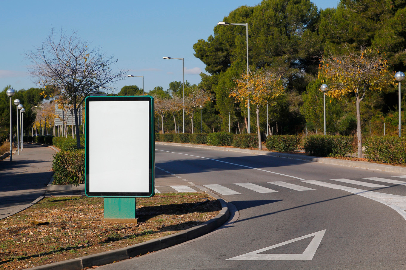 Blank billboard in the road featuring billboard, advertising, and road ...