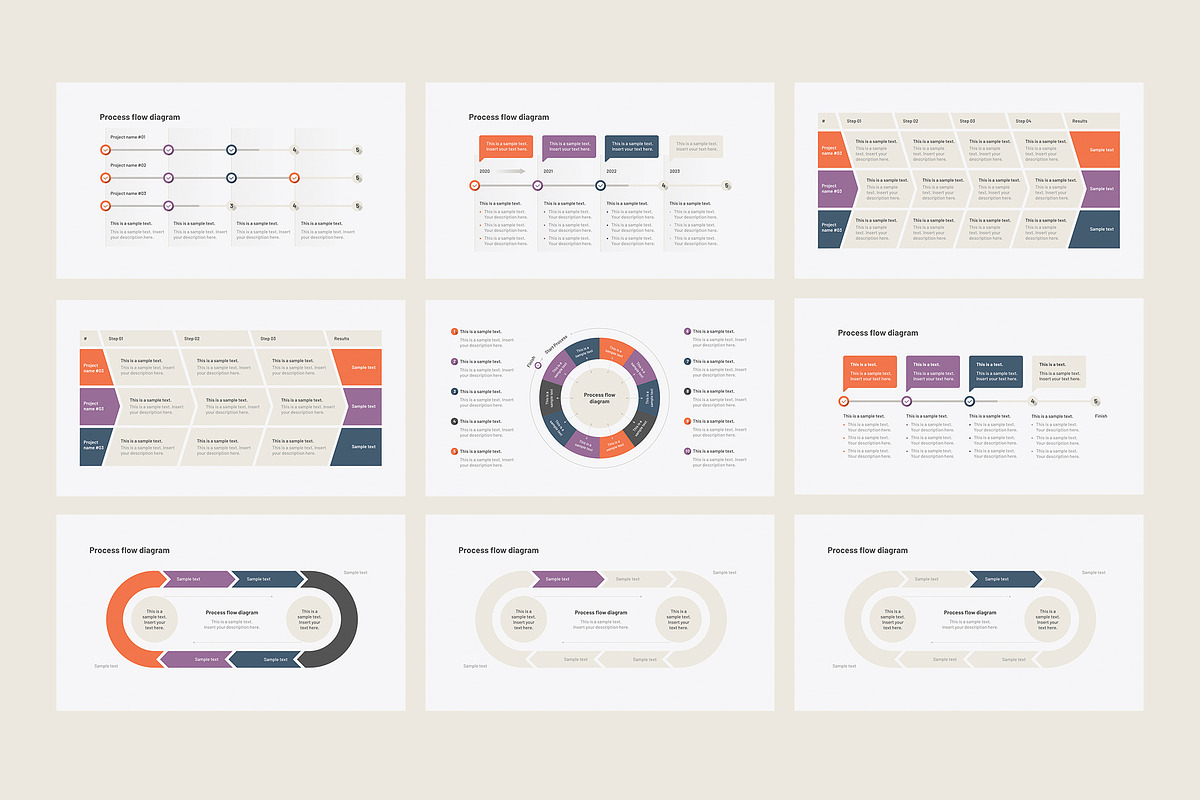 Process flow diagram for PowerPoint, a Presentation Template by HiSlide.io