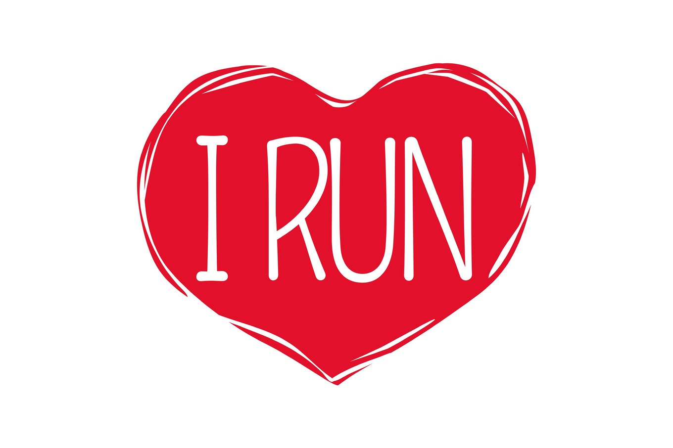 I Love Run Text in Red Hand Drawn Heart. Logo Sign, a Healthcare ...