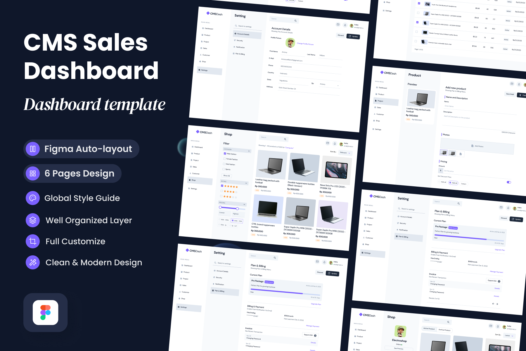 CMS Dash - CMS Sales Dashboard, a Landing Page Template by SLAB! Design | Creative Market