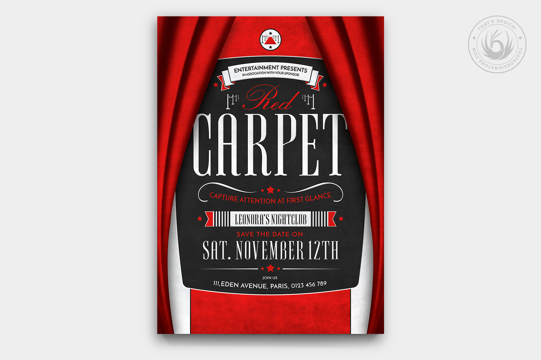 Red Carpet Flyer PSD Design Template