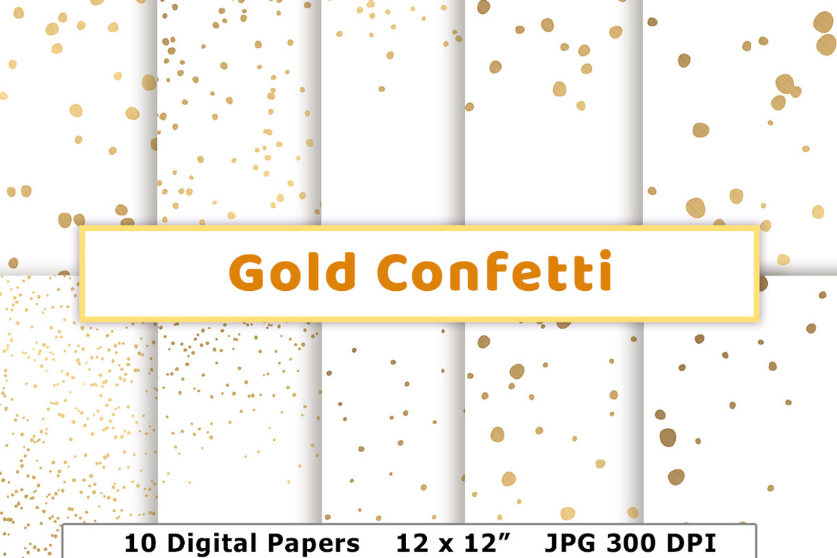 Gold Confetti Digital Paper- Opaque, a Pattern Graphic by The Digital ...