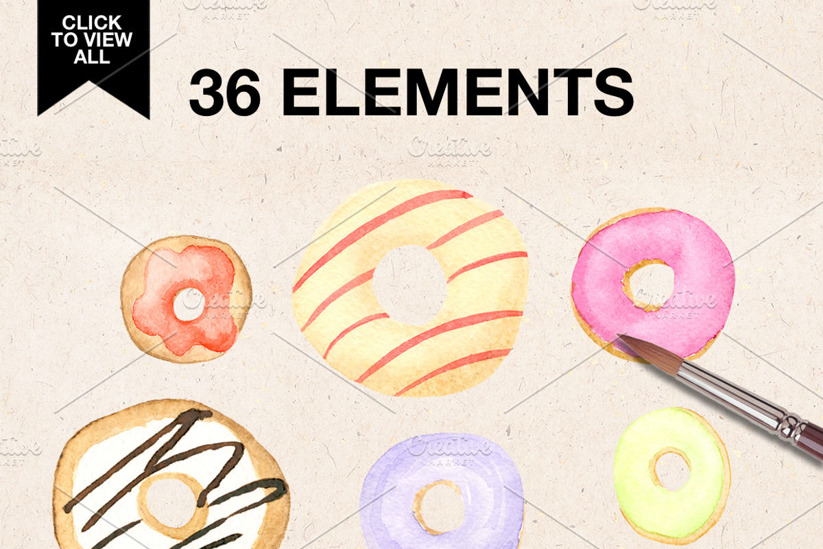 WATERCOLOR DONUTS, a Food Illustration by BilberryCreates