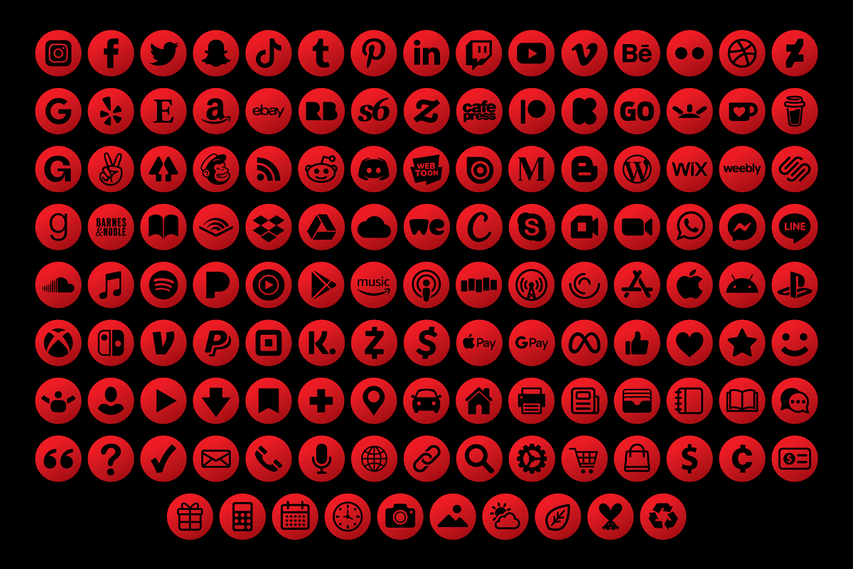Red Circle Social Media Icons Set, an Icon by Running With Foxes