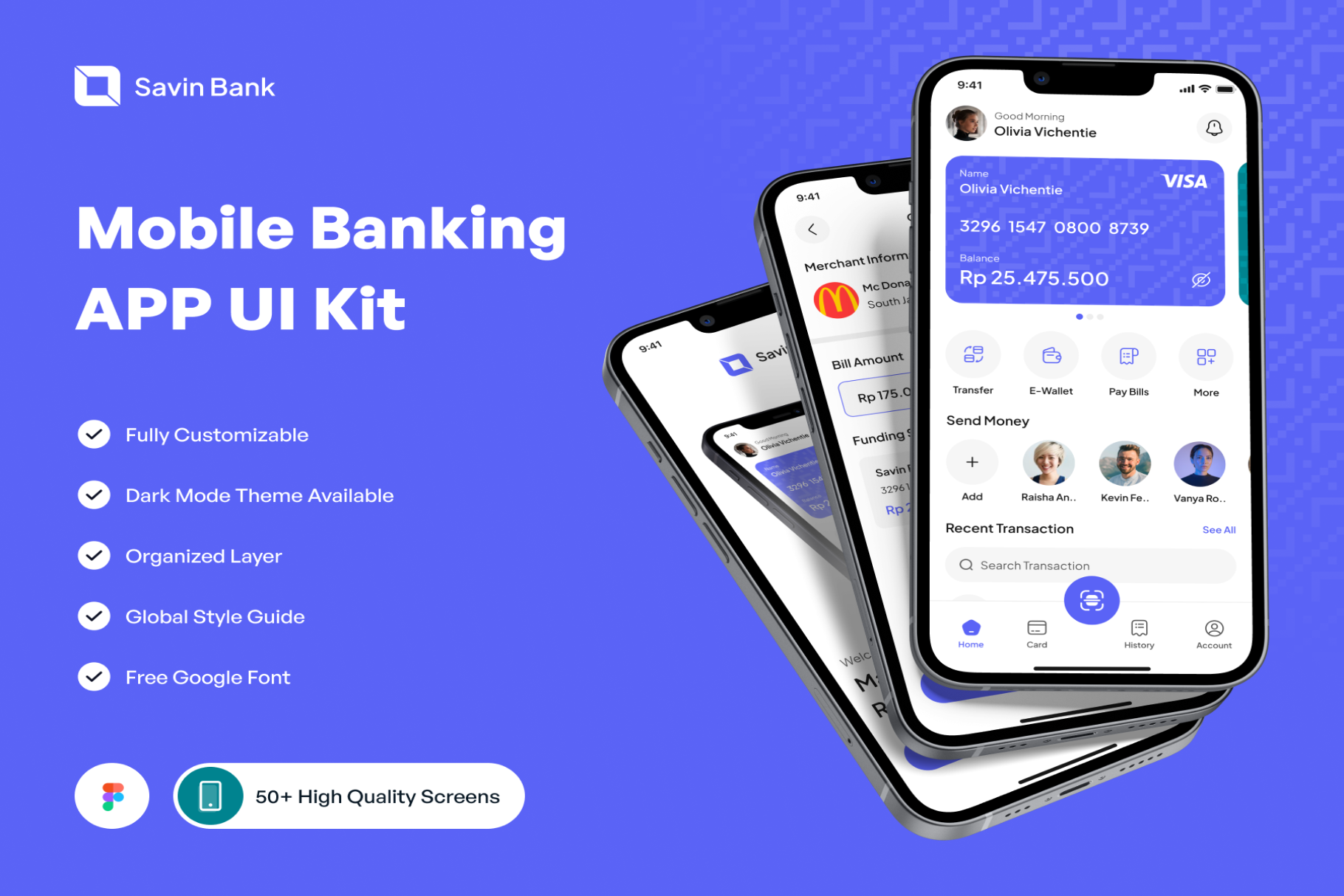 Savin Bank - Mobile Banking App, an UI Kit Template by Creative Perspective