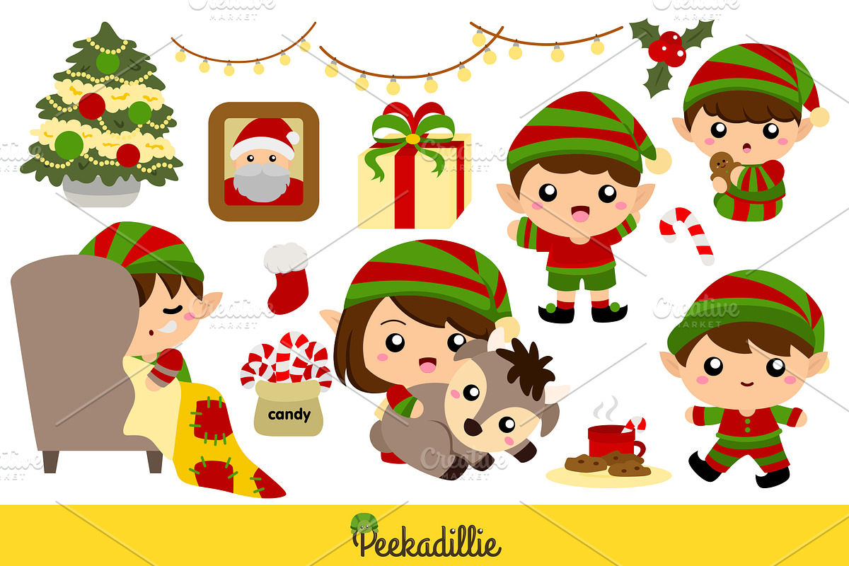 Cute Christmas Elf Vector Clipart, a Decorative Illustration by ...