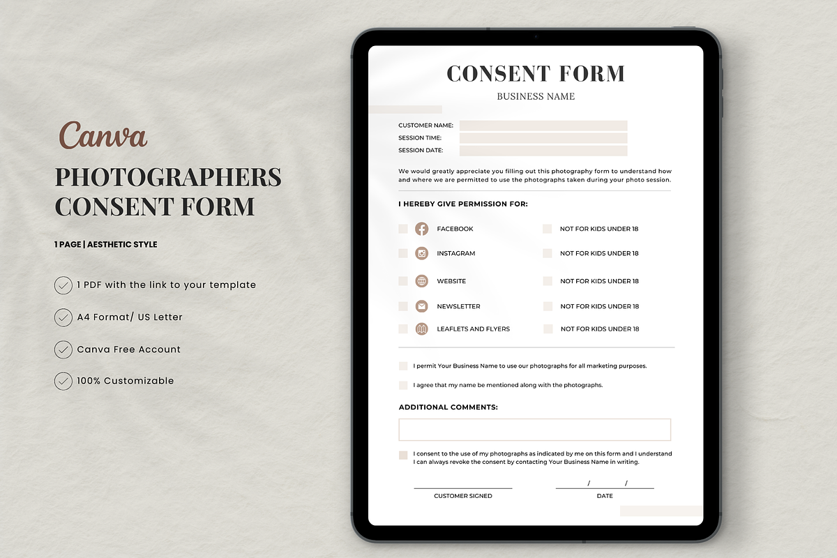Photography Consent form template