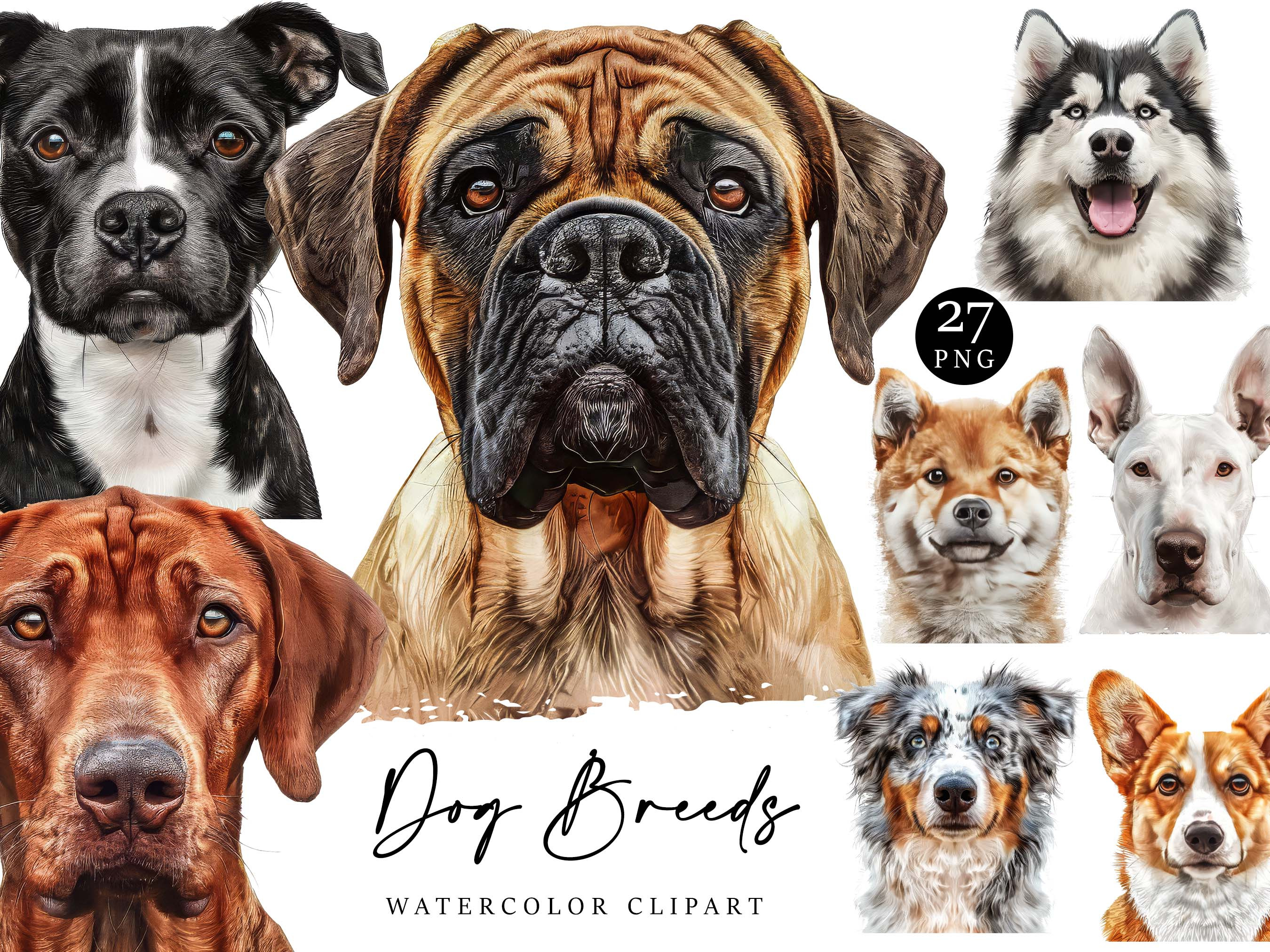 Watercolor Dog Breeds Clipart Bundle, an Animal Illustration by Design ...