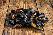 Seafood fresh blue mussels on | Food Images ~ Creative Market
