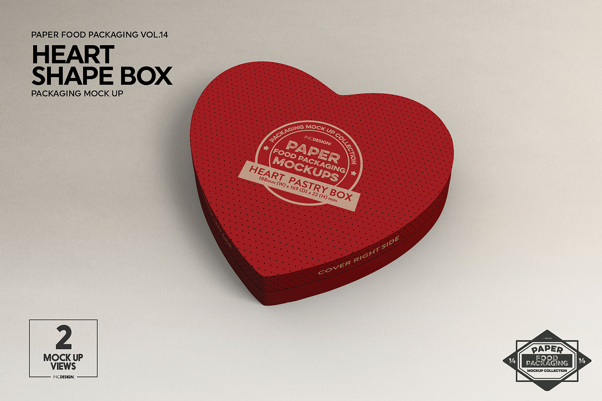 Paper Heart Box Packaging Mockup, a Packaging Mockup by INCDesign