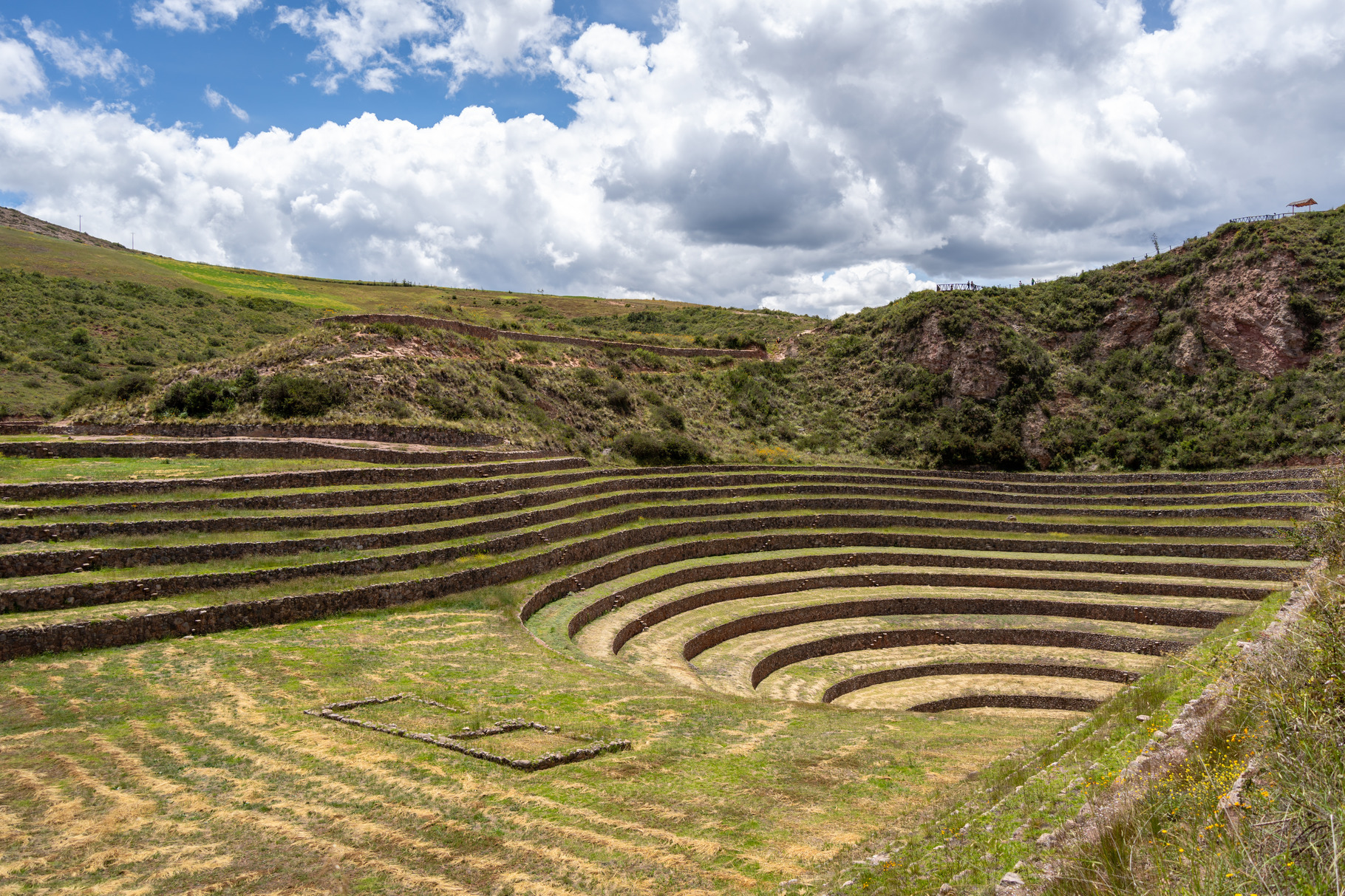 Inca agricultural terraces at Moray in the Sacred Valley, Peru, an ...