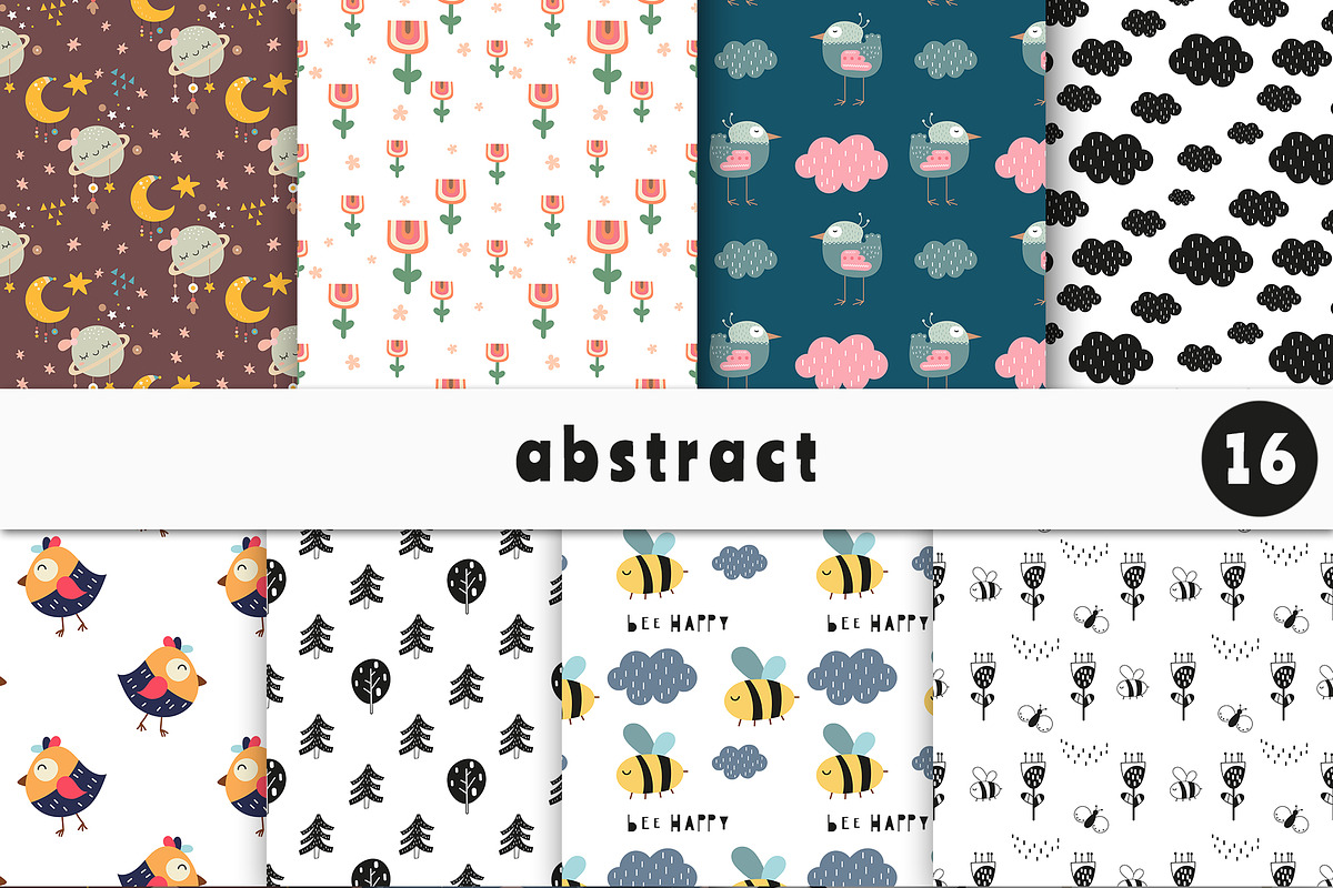 Kids pattern BUNDLE 200 patterns, a Pattern Graphic by Nursery Art