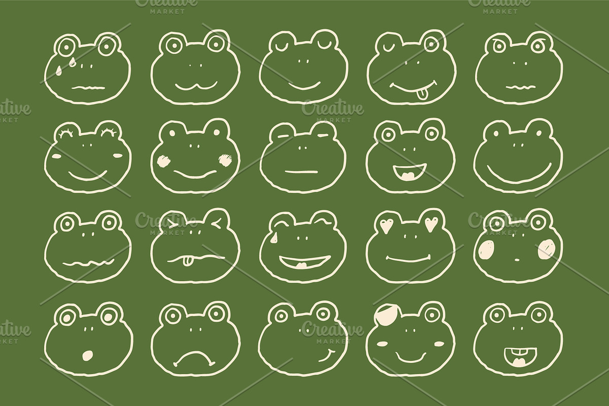 Frogs Funny Faces, an Animal Illustration by GooseFrol | Creative Market