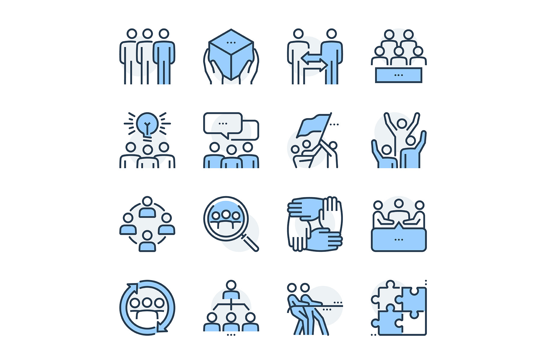 Team management theme icon set, an Outline Icon by Howcolour | Creative ...