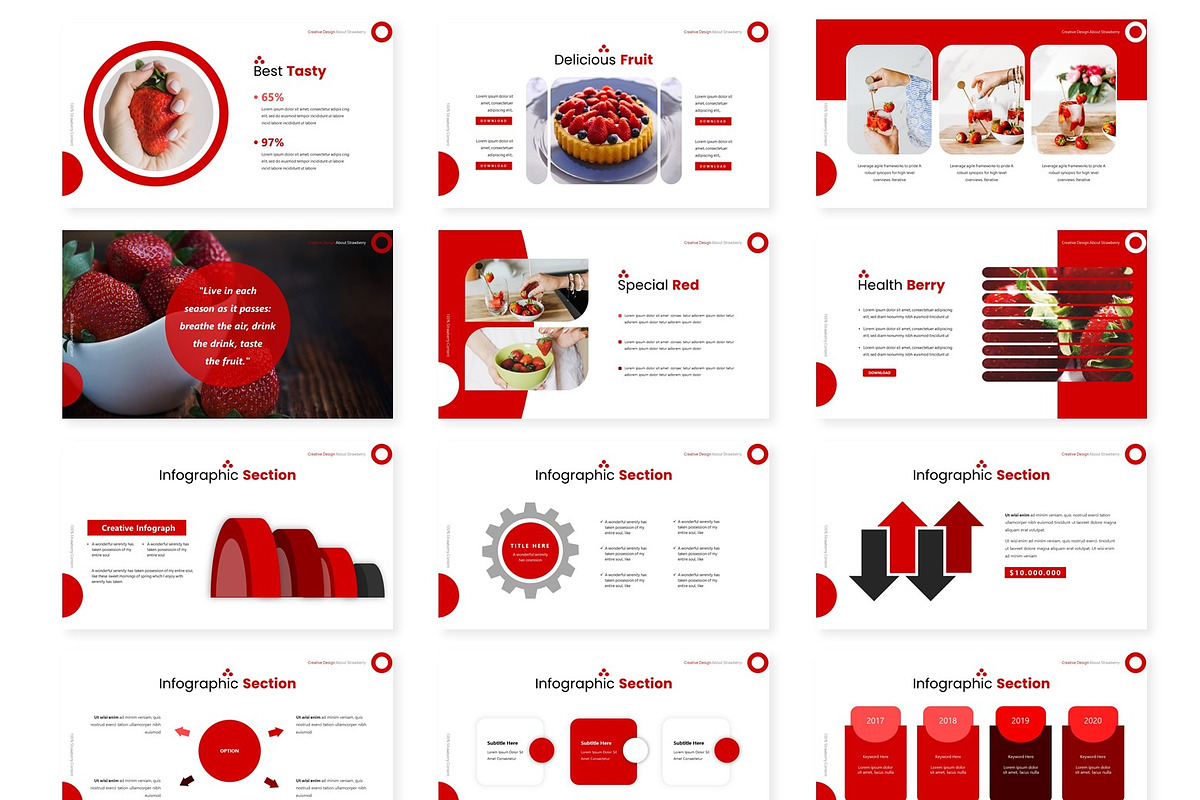 Strawberry - Presentation Template, a Presentation Template by AQR Studio
