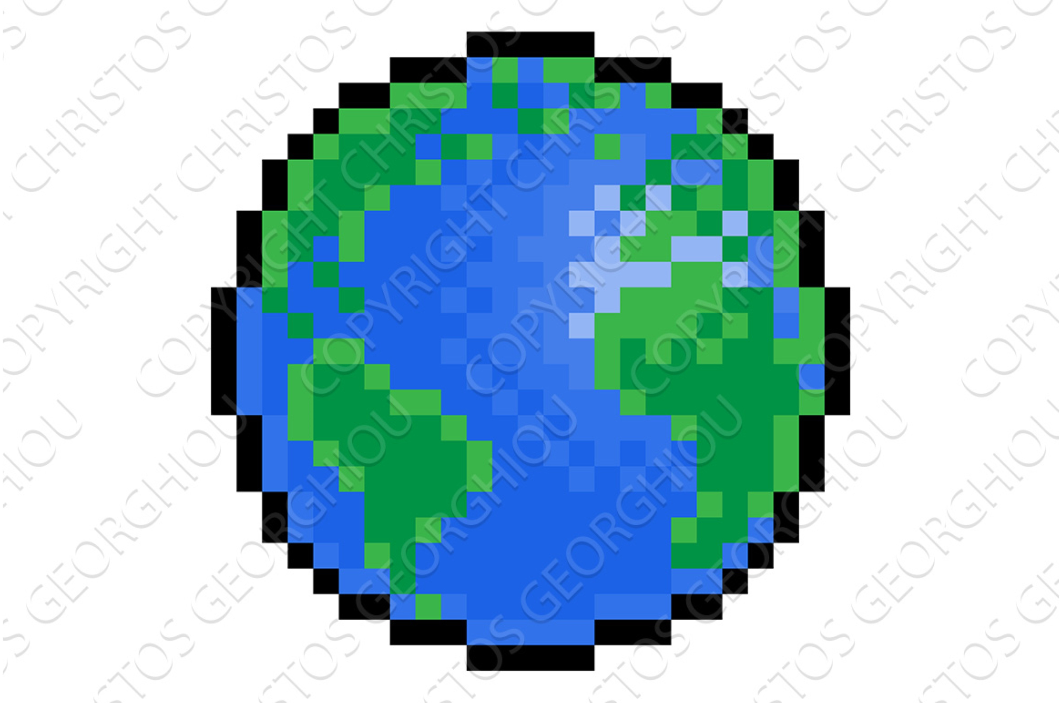 World Earth Globe Eight Bit Pixel, an Illustration by Christos Georghiou
