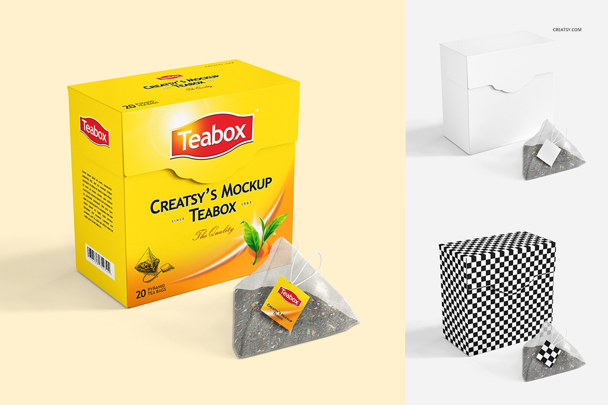 Tea Box Mockup Set 2, a Cups & Container Mockup by creatsy2