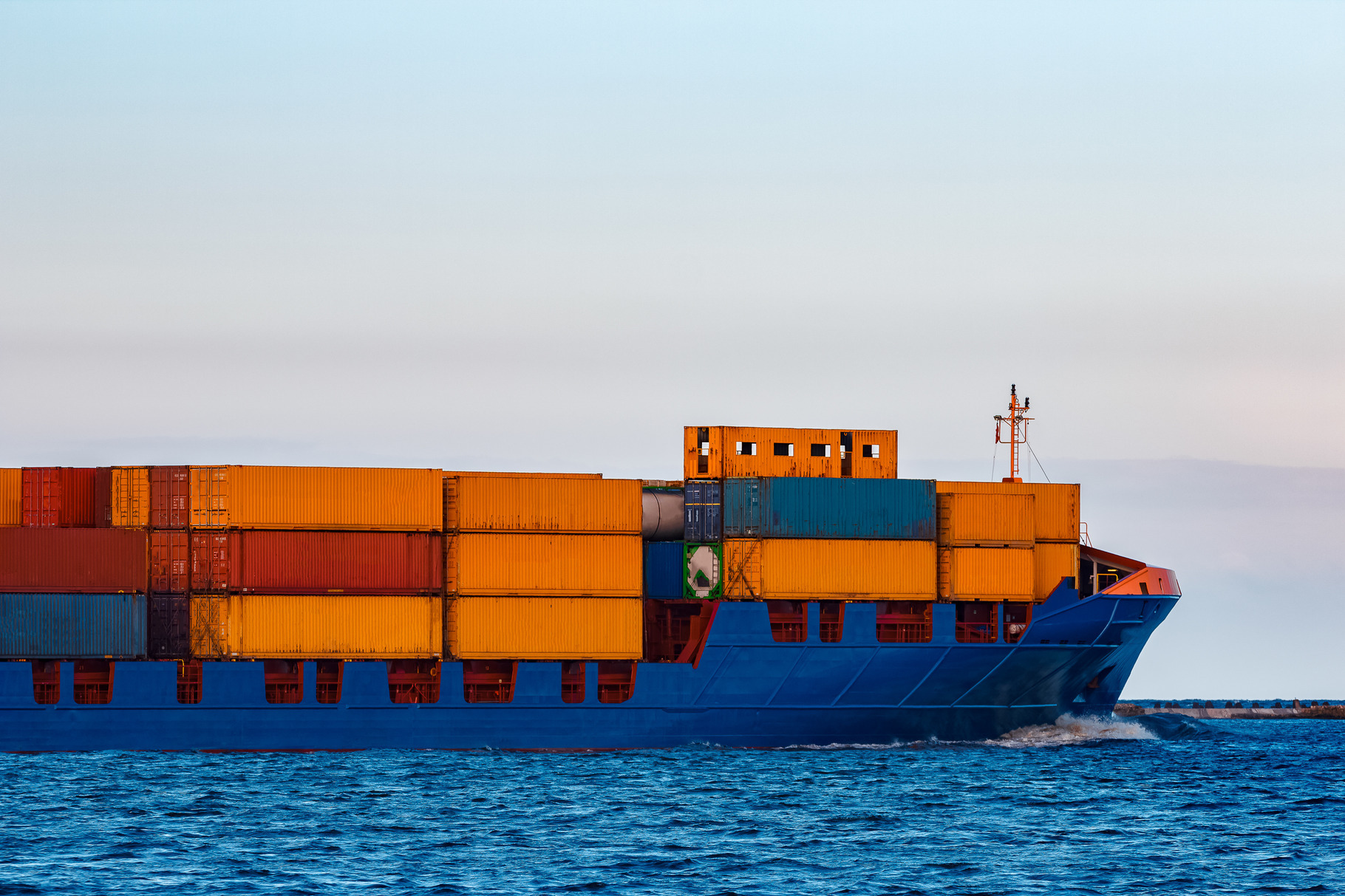Blue container ship featuring big, blue, and boat, a Transportation ...