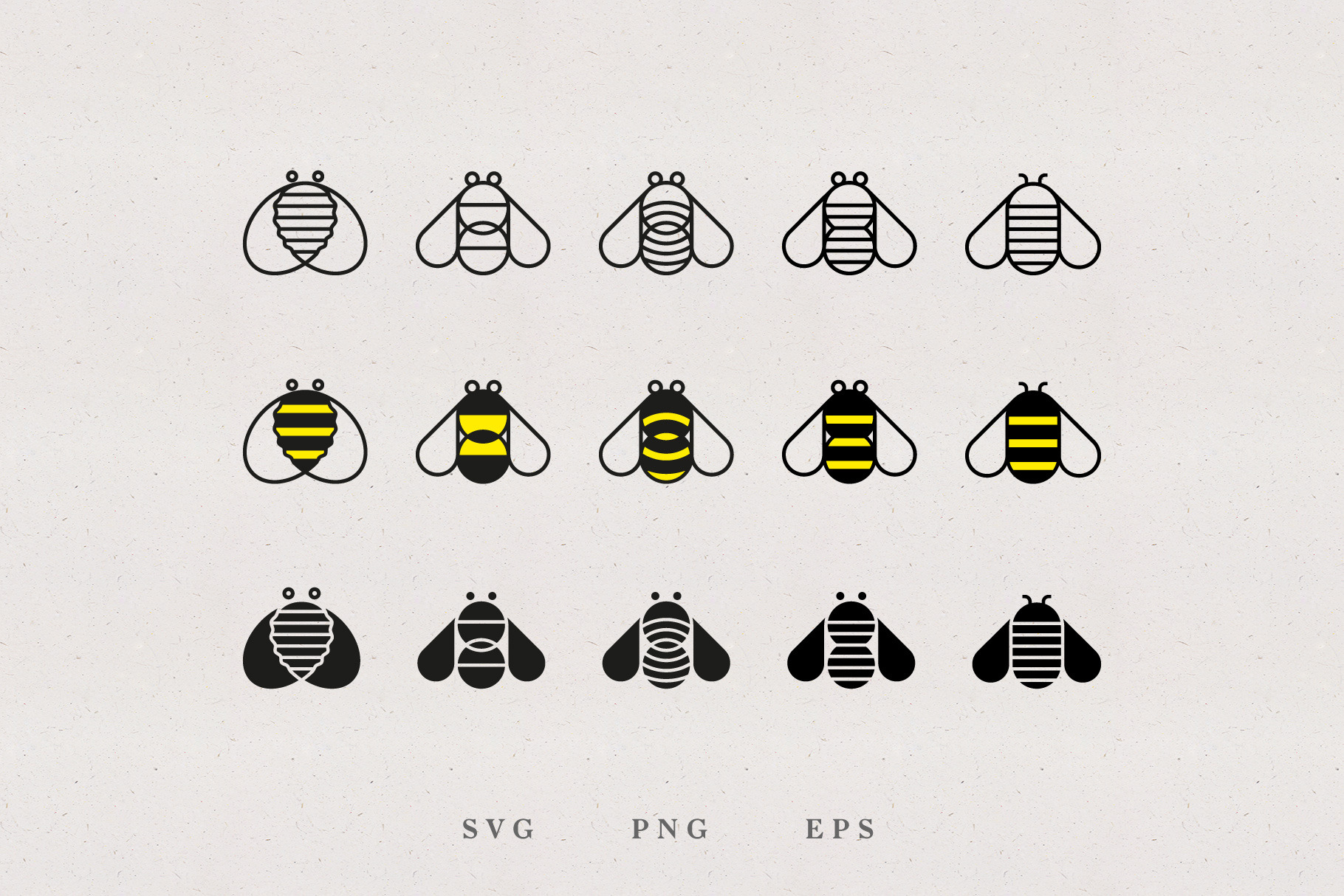Buzzy Bees - PNG, SVG, EPS, an Illustration by Kessens