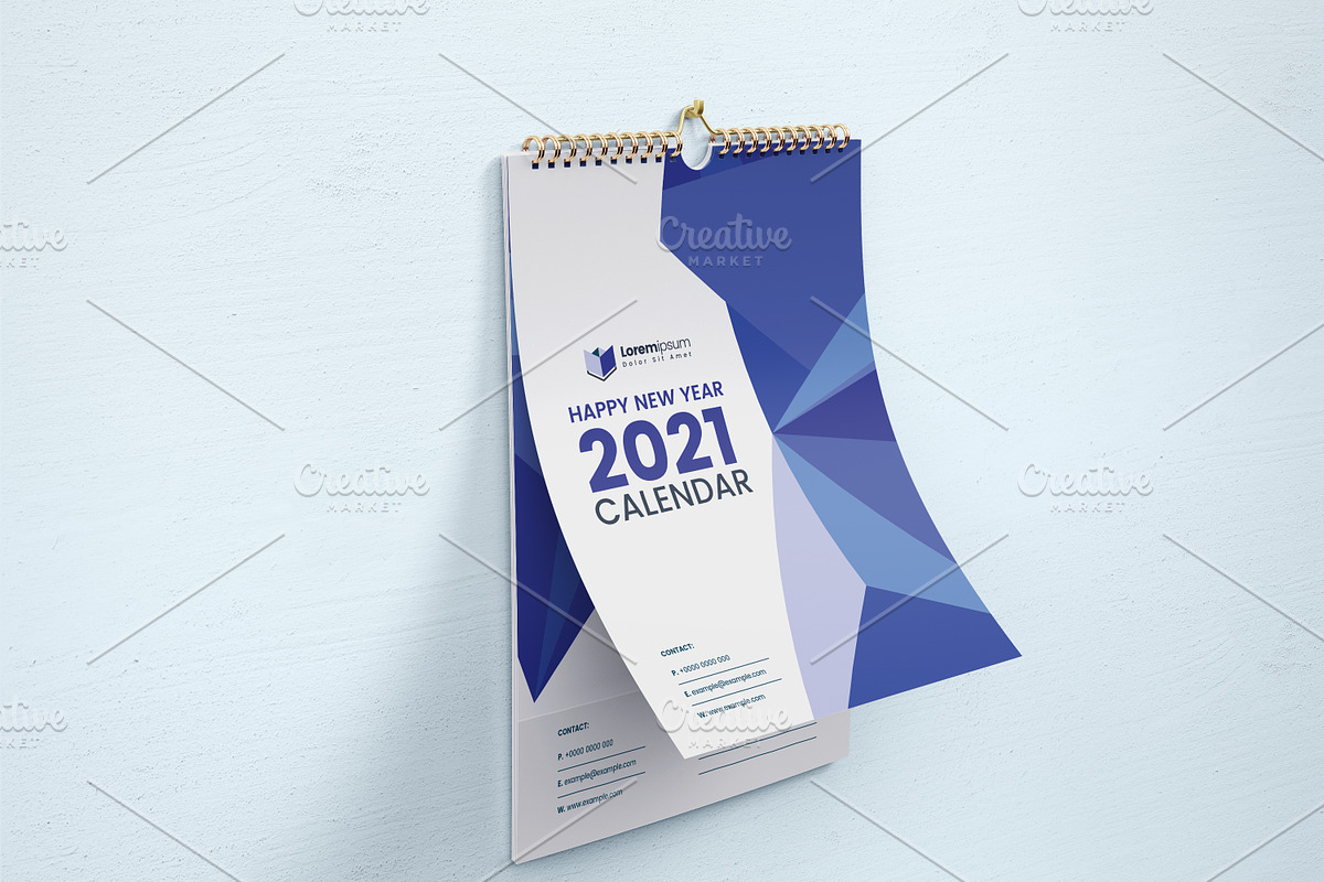 Blue Wall Calendar 2021, a Stationery Template by Cristal Pioneer