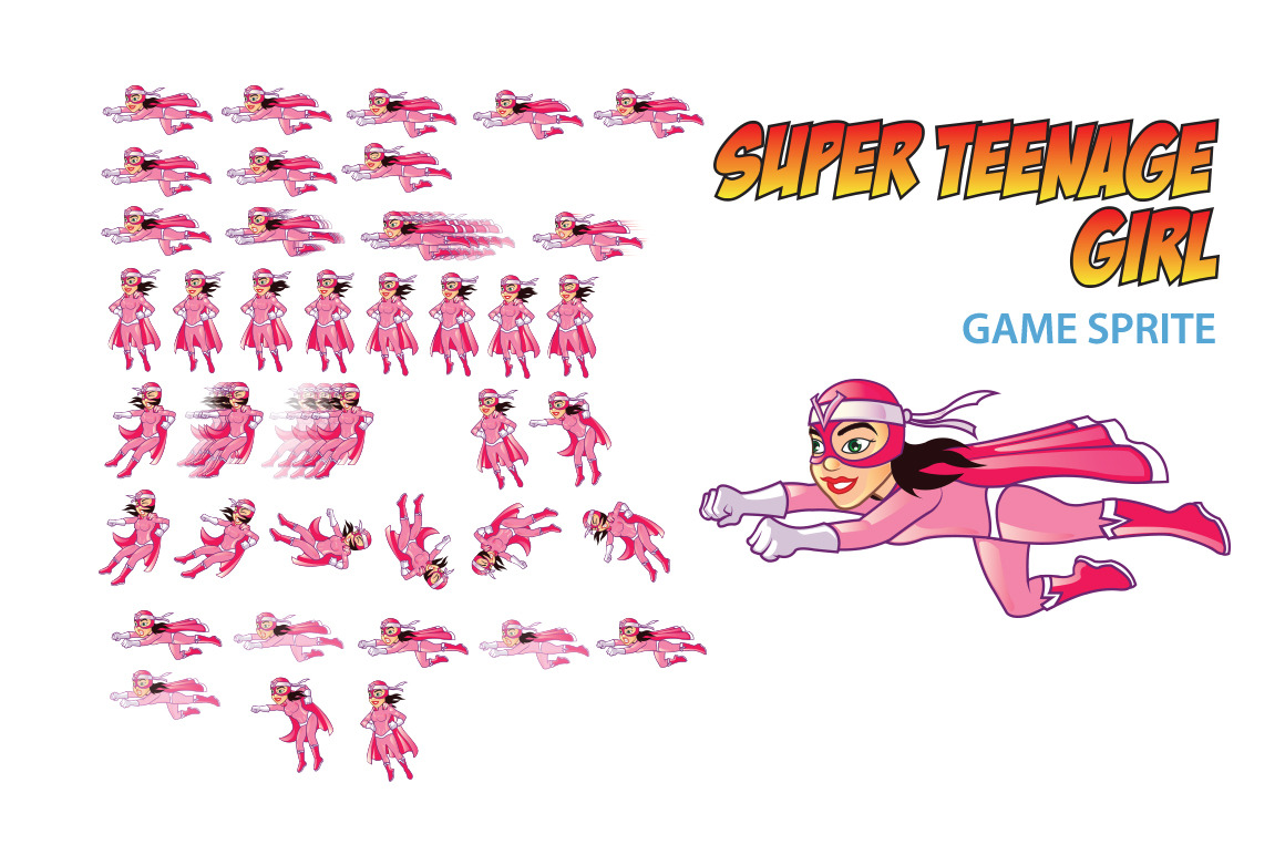 Super Teenage Girl Game Sprite, an Illustration by Silpin