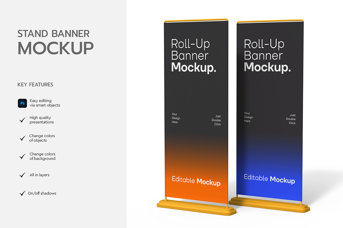 Two Marketing Roll up Banner Mockup