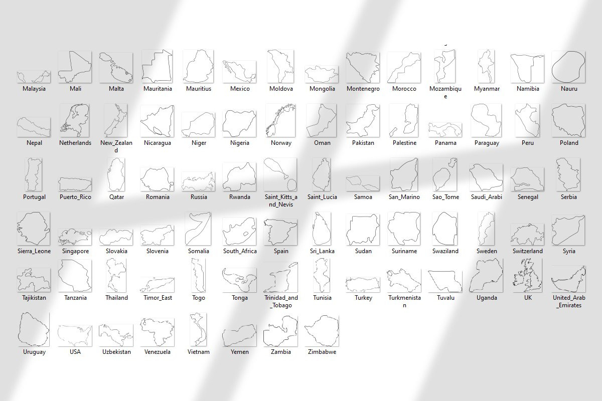 World Countries Outline MAP Stamps, a Brush Add-On by Julia_Raketic ...