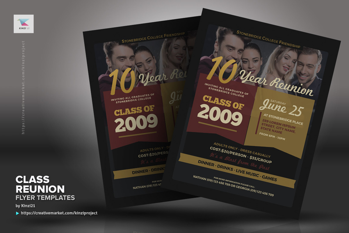 Class Reunion Flyer Templates, a Flyer Template by kinzi21