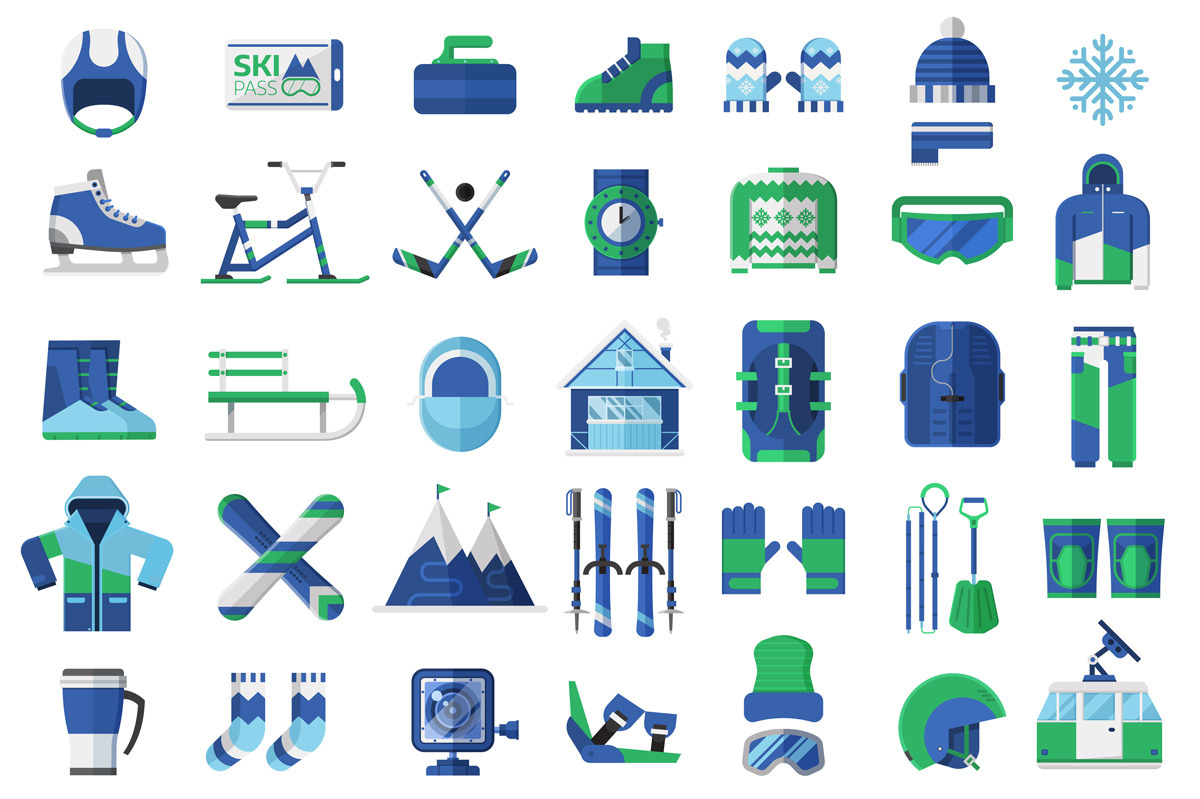 35 Winter Sports Icons, an Icon by Alex Krugli