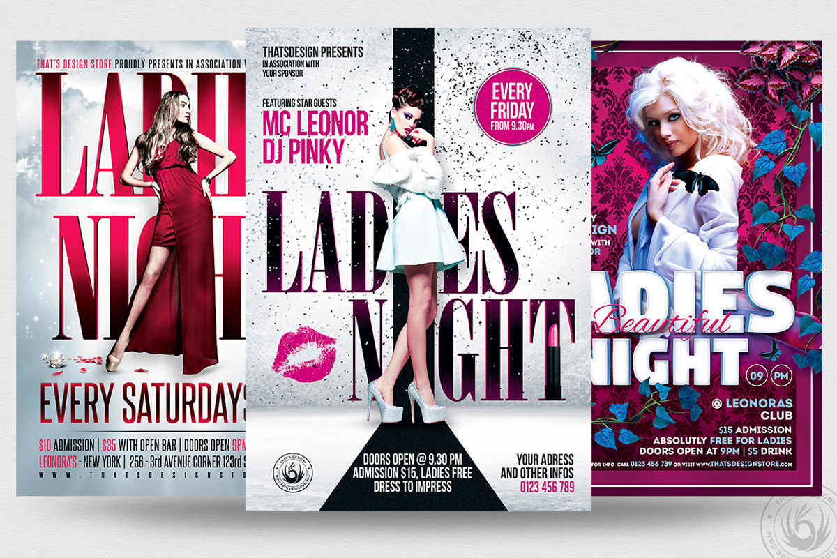 Ladies Night Flyer Bundle V3, a Flyer Template by ThatsDesign Art